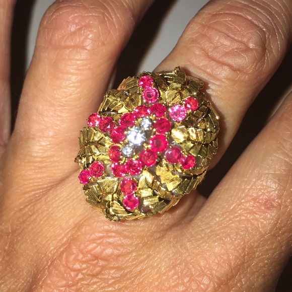 Jewelry | Vintage Starburst Hot Pink Sapphire 18k Solid Ring | Poshmark